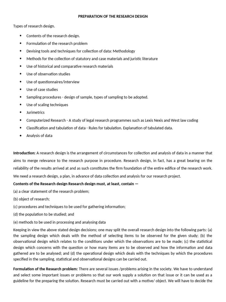 Research Design Preparation Guide | PDF | Sampling (Statistics ...