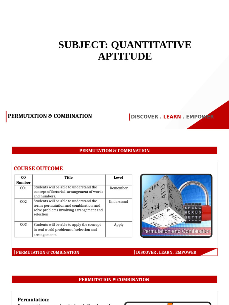 Permutation & Combination | PDF | Permutation | Line (Geometry)