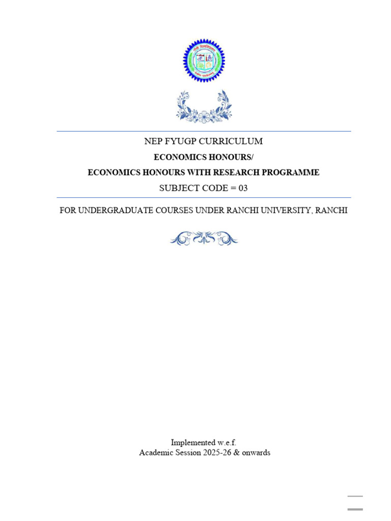 NEP Economics Curriculum 2025-26 | PDF | Course Credit | Academic Term