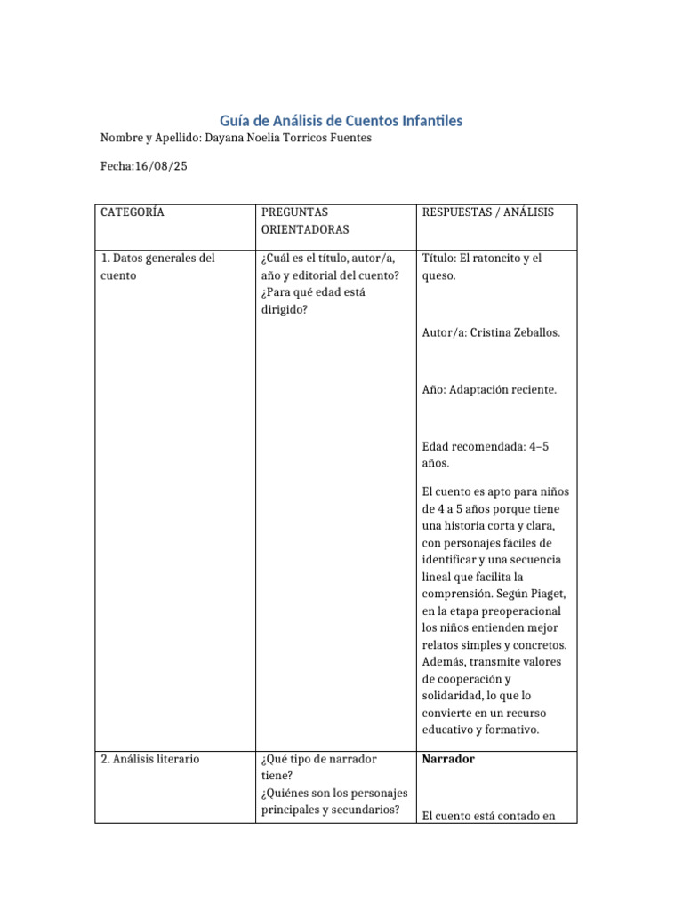 Guía de Análisis de Cuentos Infantiles | PDF | Las emociones | Cuentos