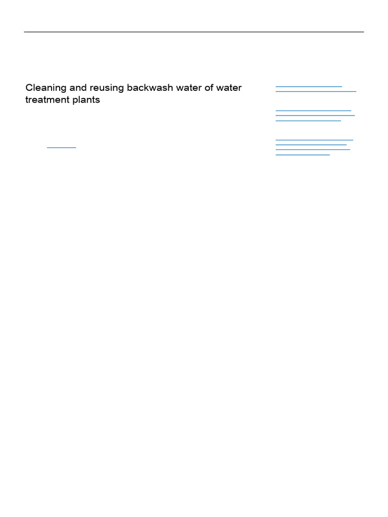 Reusing Backwash Water in Treatment Plants | PDF | Water Purification ...