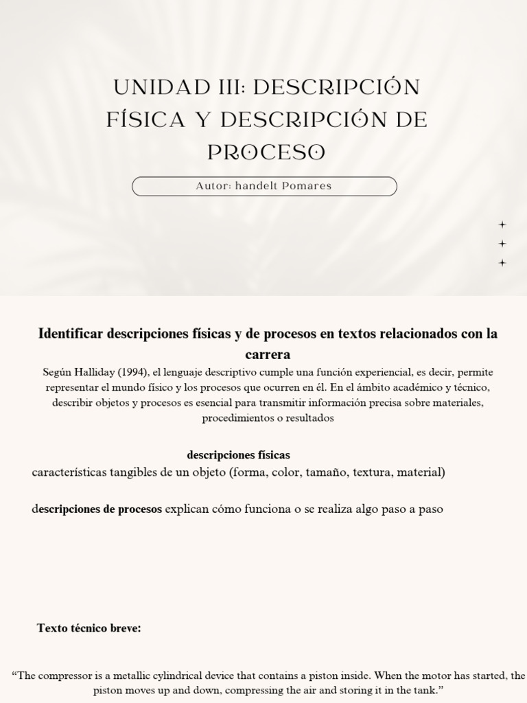 Descripciones Físicas y de Procesos en Textos | PDF | Lingüística