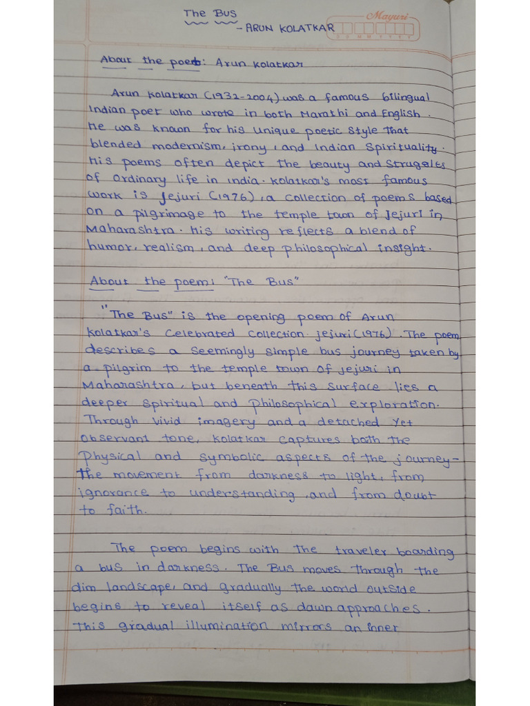 "The Bus" Poem's Summary | PDF