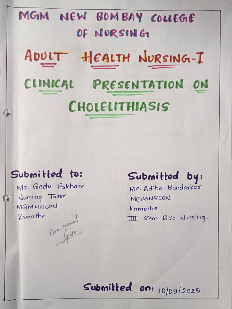 Clinical Presentation (Cholelithiasis) | PDF