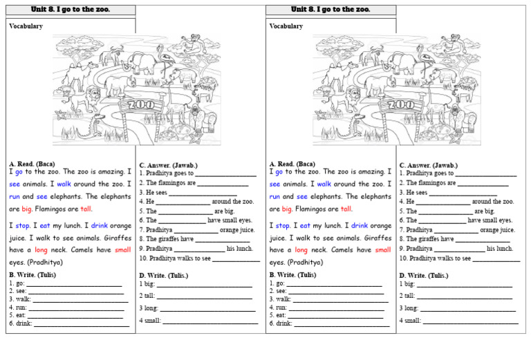 Unit 8.2 at The Zoo - Vocab - Reading | PDF | Chess Theory | Chess