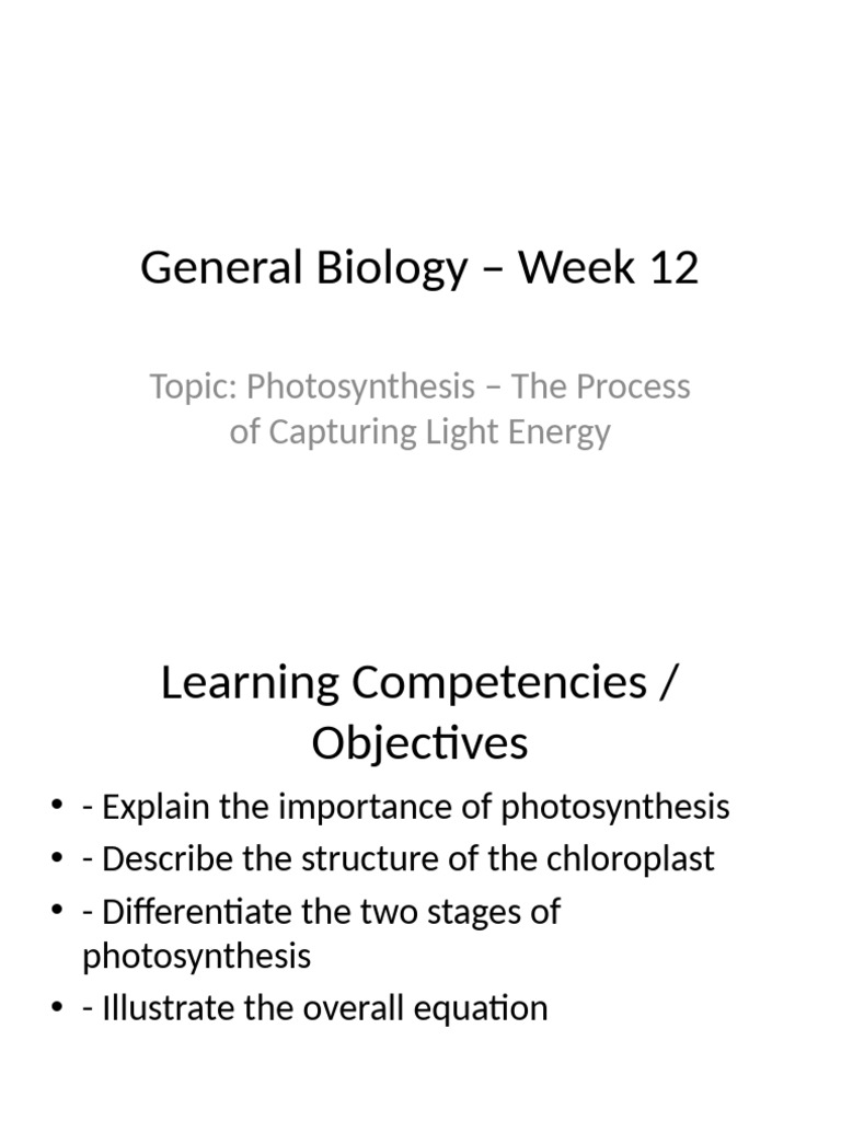 General Biology Week12 Photosynthesis | PDF