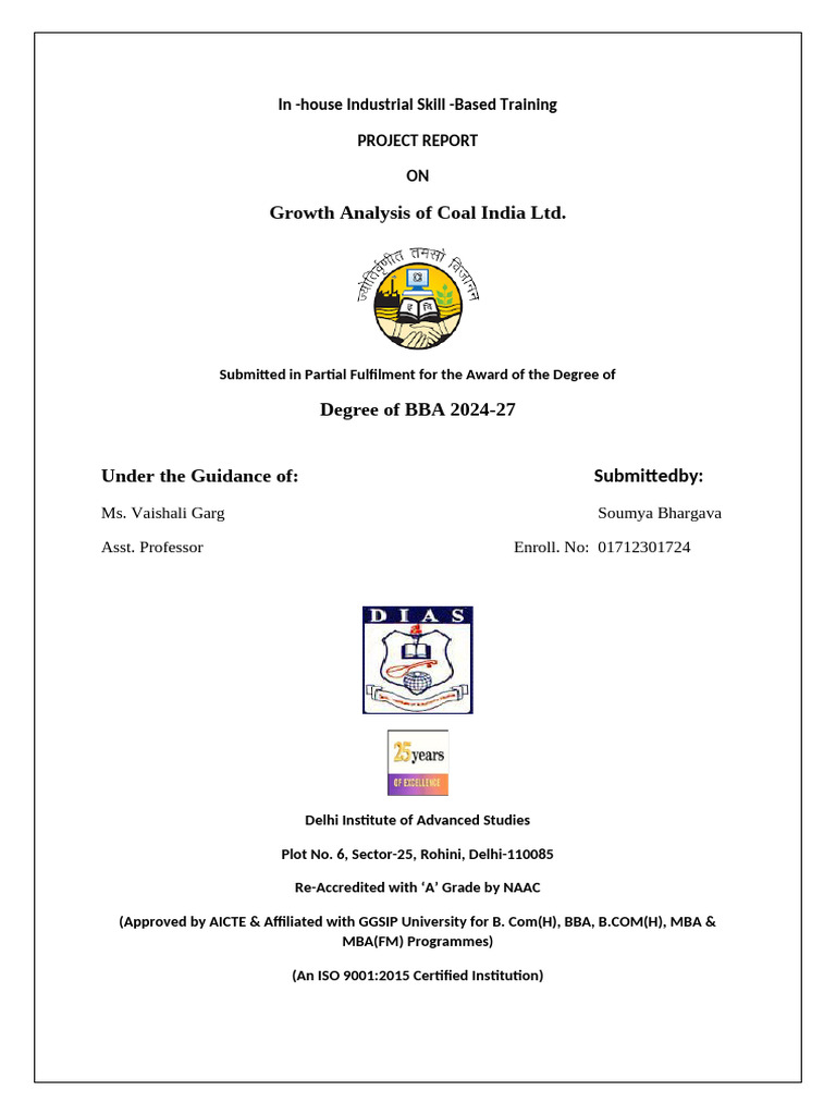 Growth Analysis of Coal India Ltd. Report | PDF | Mining | Economies
