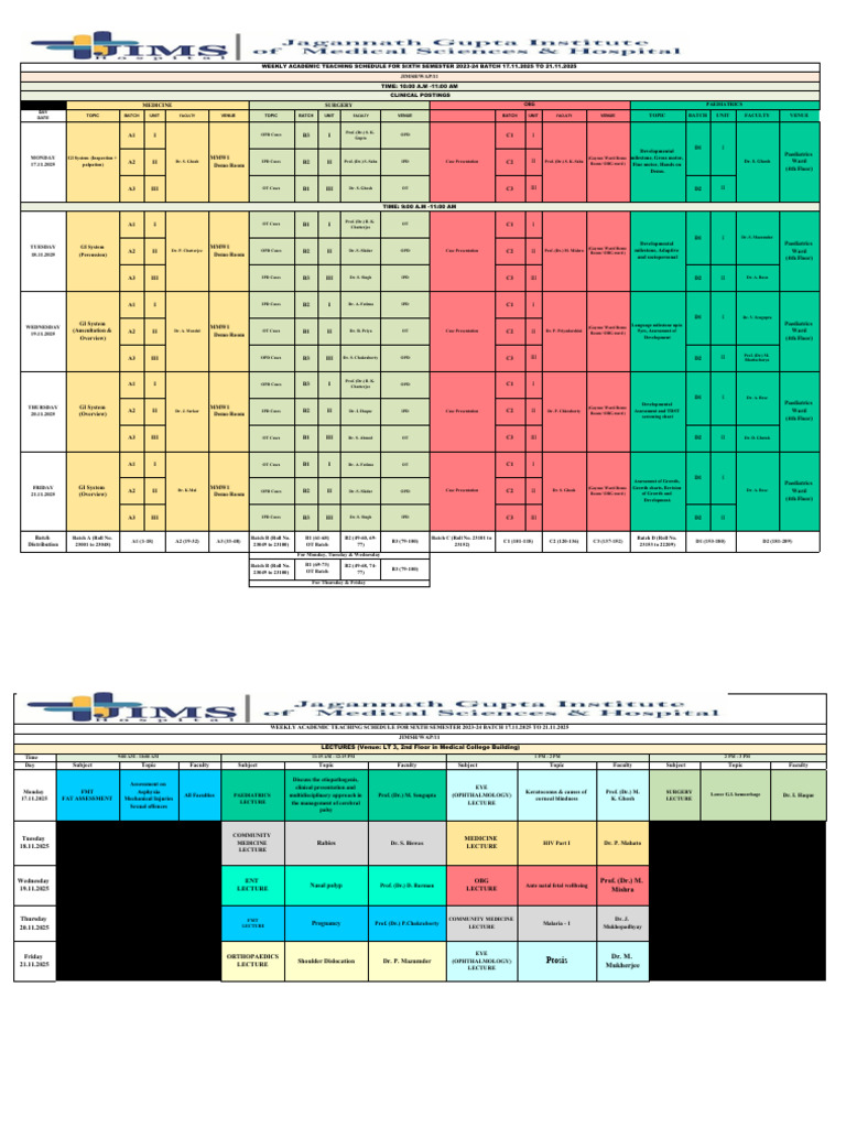Jimsh-Wap-11 3RD Year MBBS From 17.11.2025 To 21.11.2025 | PDF | Hiv ...