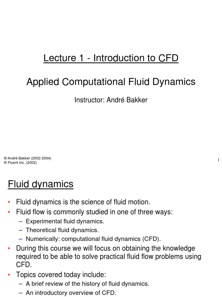 Lecture 1 Introduction To Cfd Applied Computational Fluid Dynamics