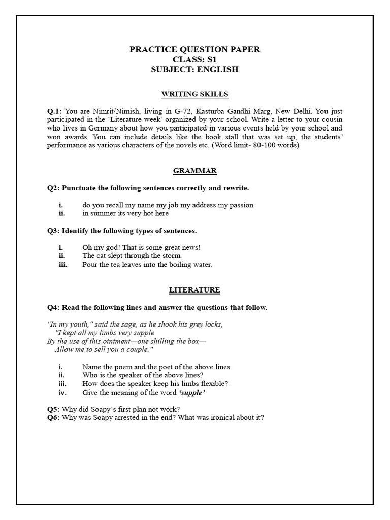 S1 Practice English | PDF