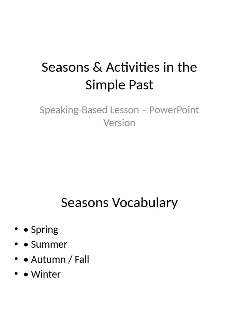 Seasons Simple Past Lesson | PDF