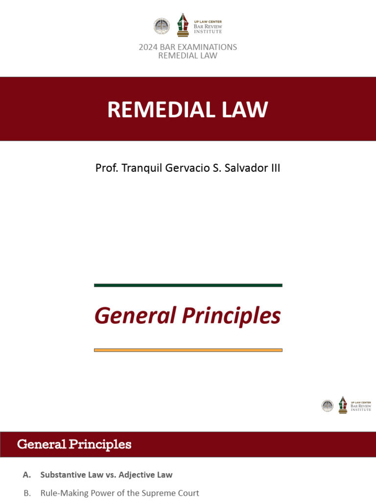 Remedial Law Principles and Jurisdiction | PDF | Procedural Law ...