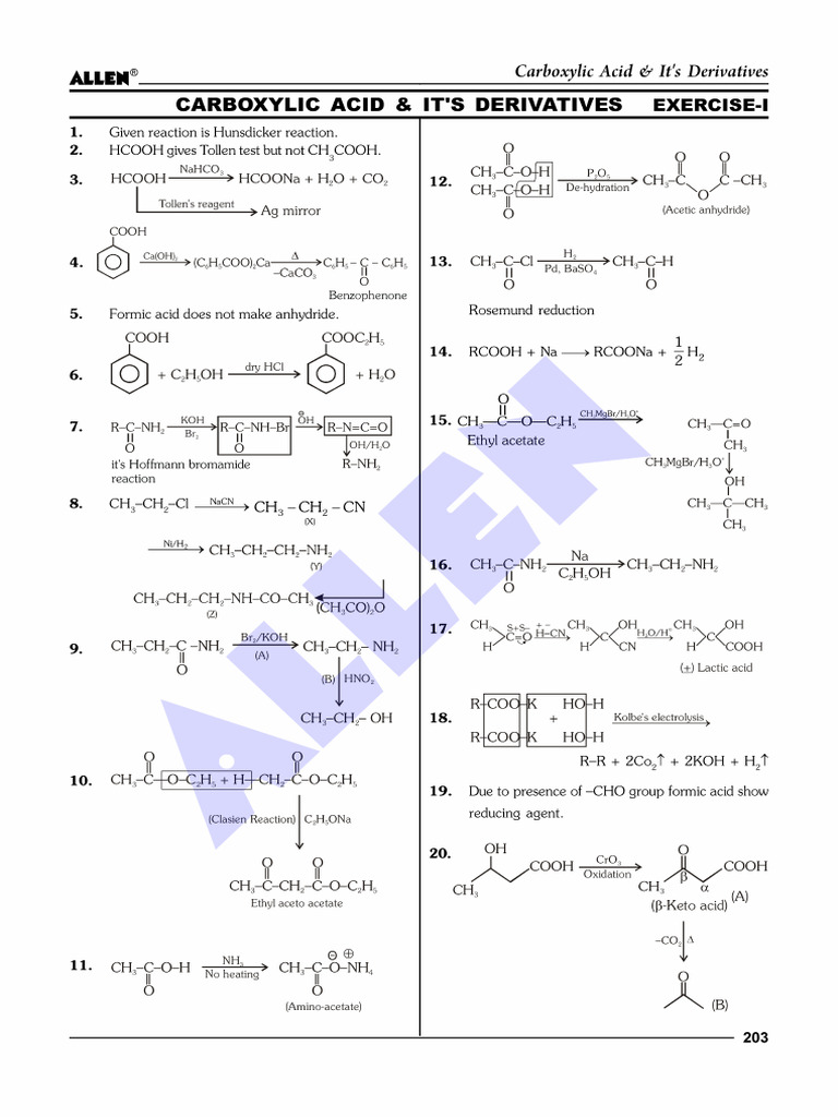 Carboxylic Acids and Derivatives-Exercise Solution | PDF