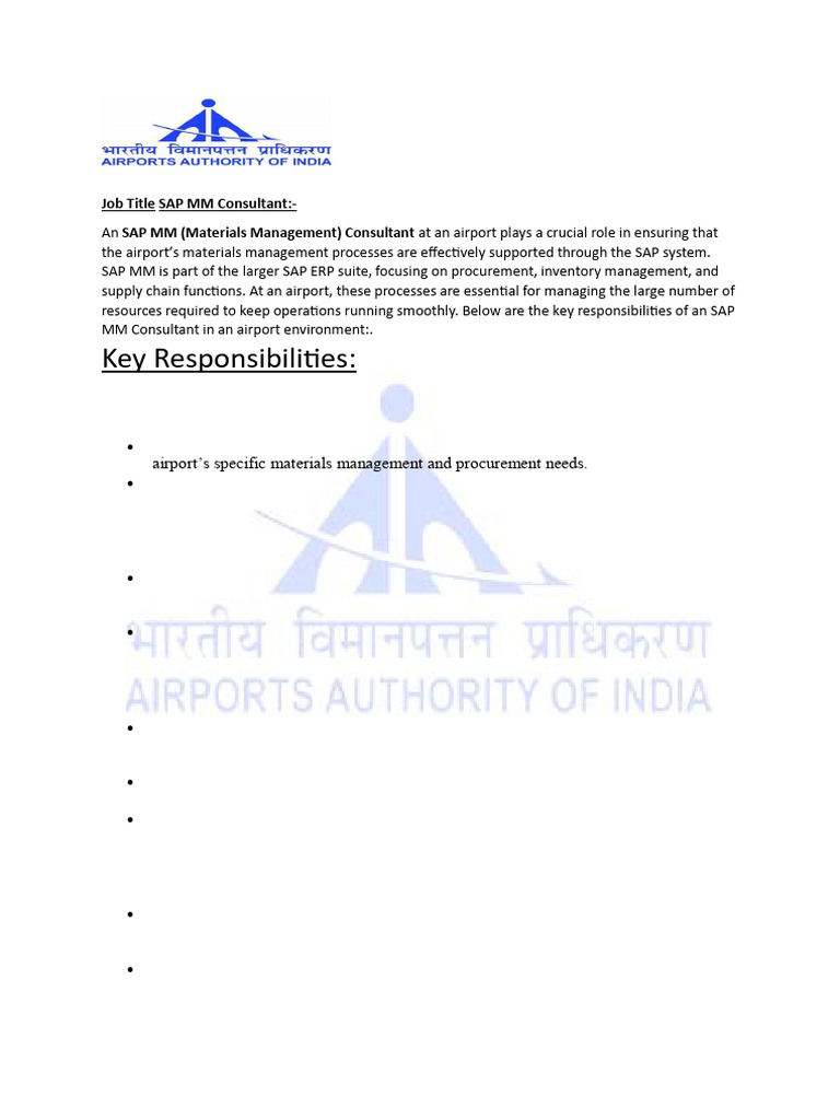 Job Description Information SAP MM Consultant _ Vaddepally | PDF ...