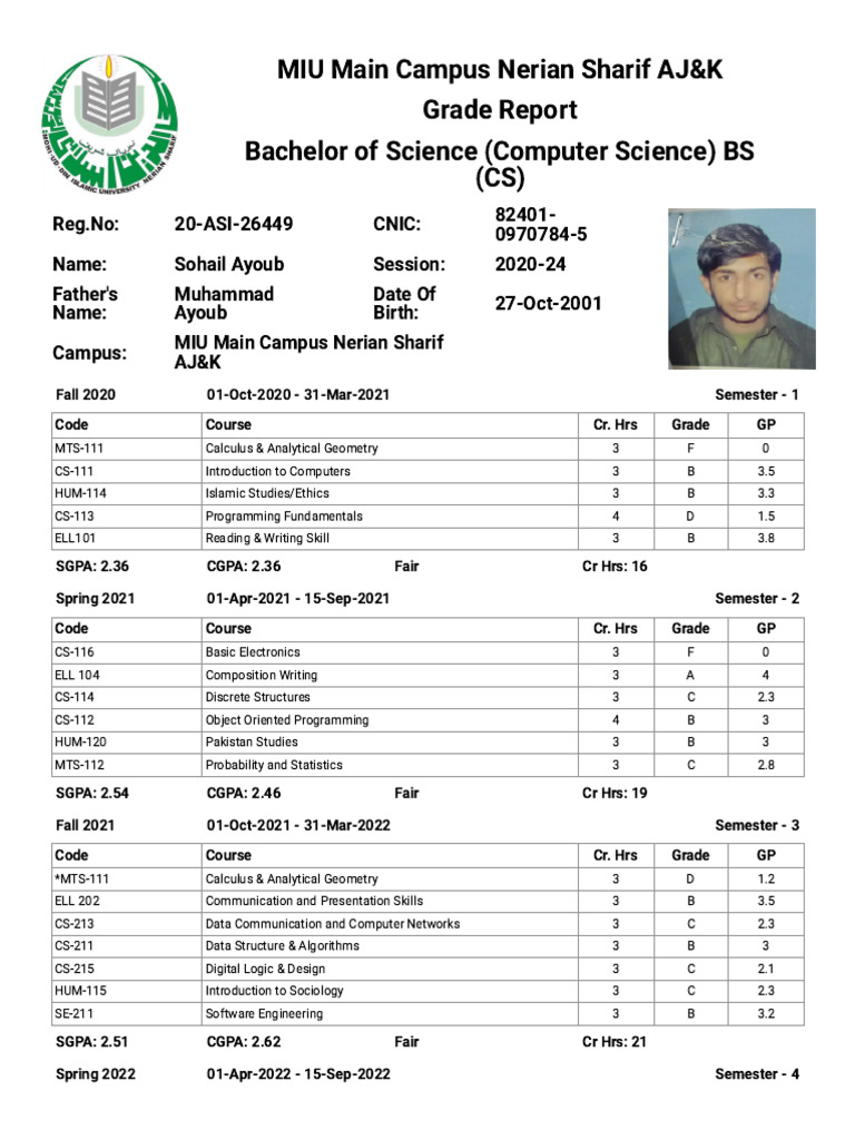 Grade Report | PDF | Equations | Computing