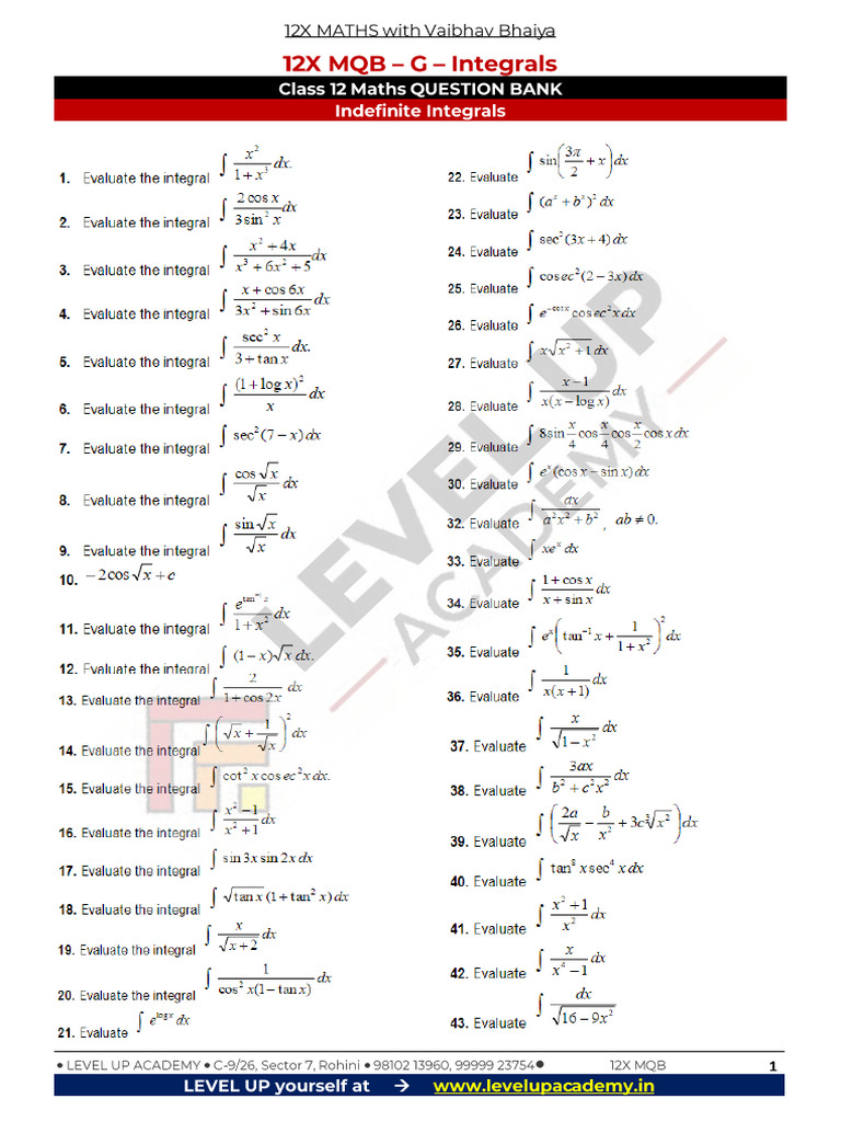 12X MQB - G - Integrals | PDF