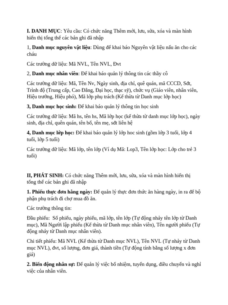 Thiet Ke Phan Mem Quan Ly Truong Mam Non | PDF