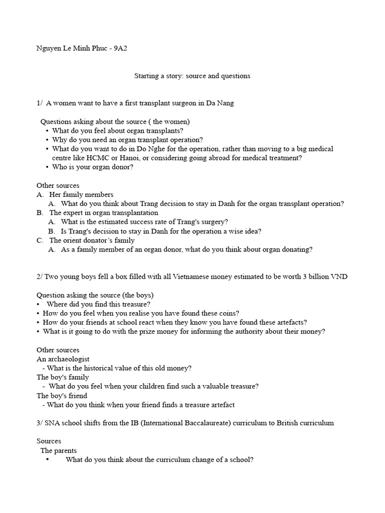 Starting A Story - Question and Sources | PDF