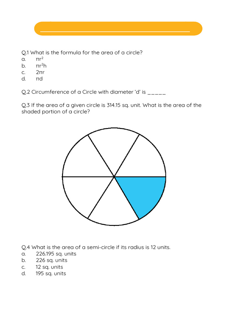 Area and Circumference of Circles Quiz | PDF