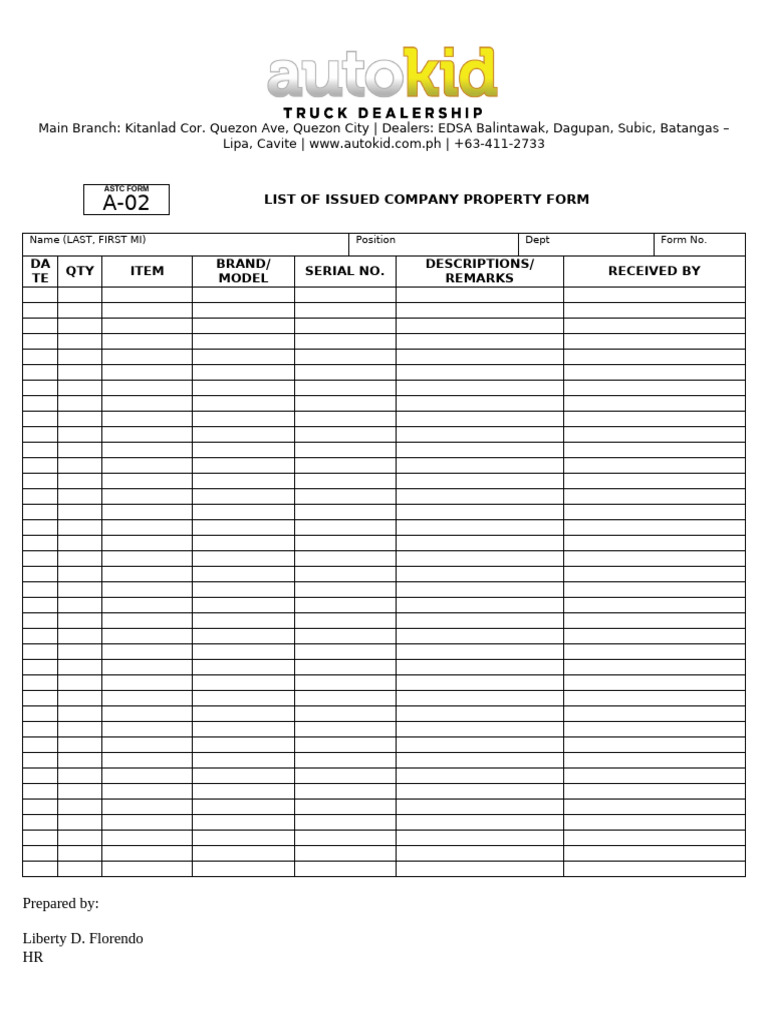 A-10 Property Accountability Form | PDF