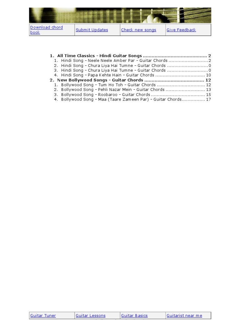 Hindi Song Guitar Chords Book | PDF | String Instruments | Celtic ...