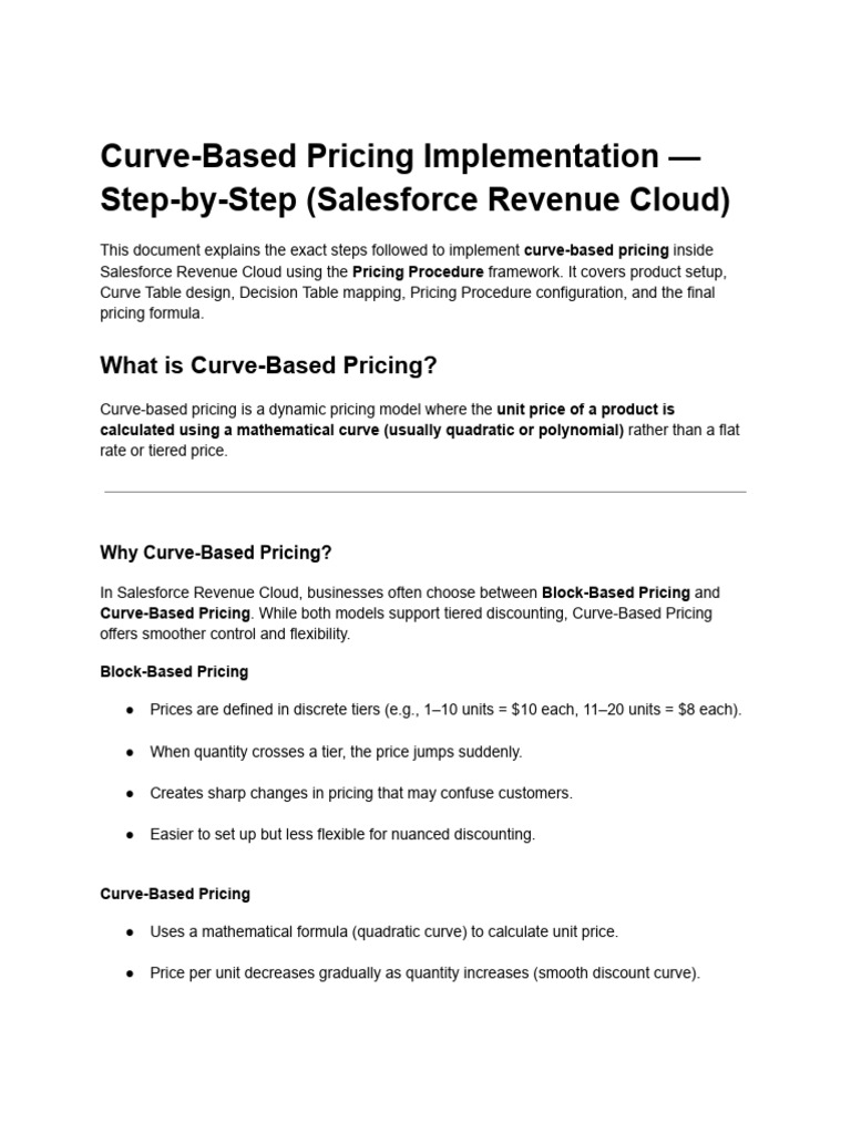 Curve Based Pricing Document | PDF | Pricing | Prices