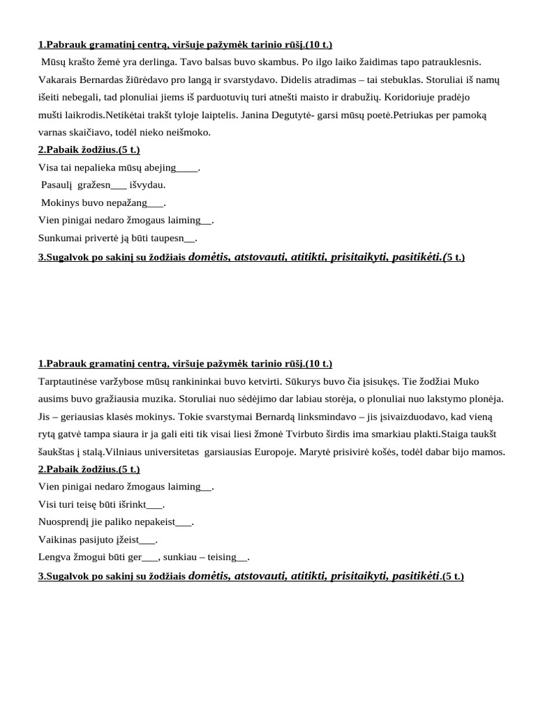 Darbelis - Veiksnys, Tarinys. | PDF