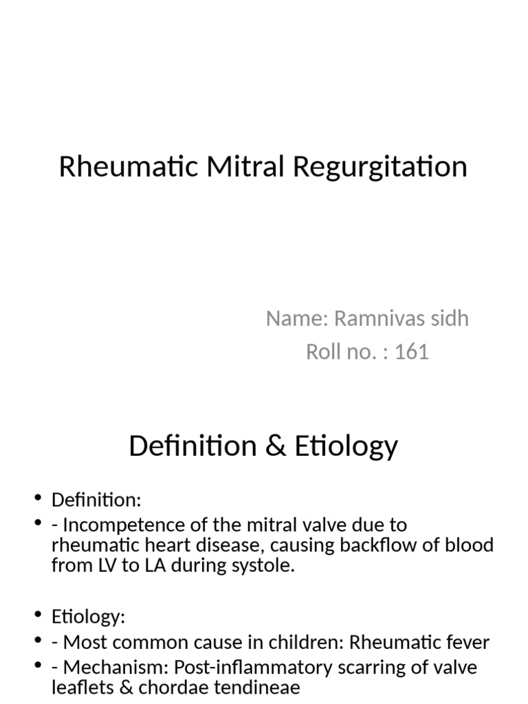 Rheumatic Mitral Regurgitation Pediatric | PDF