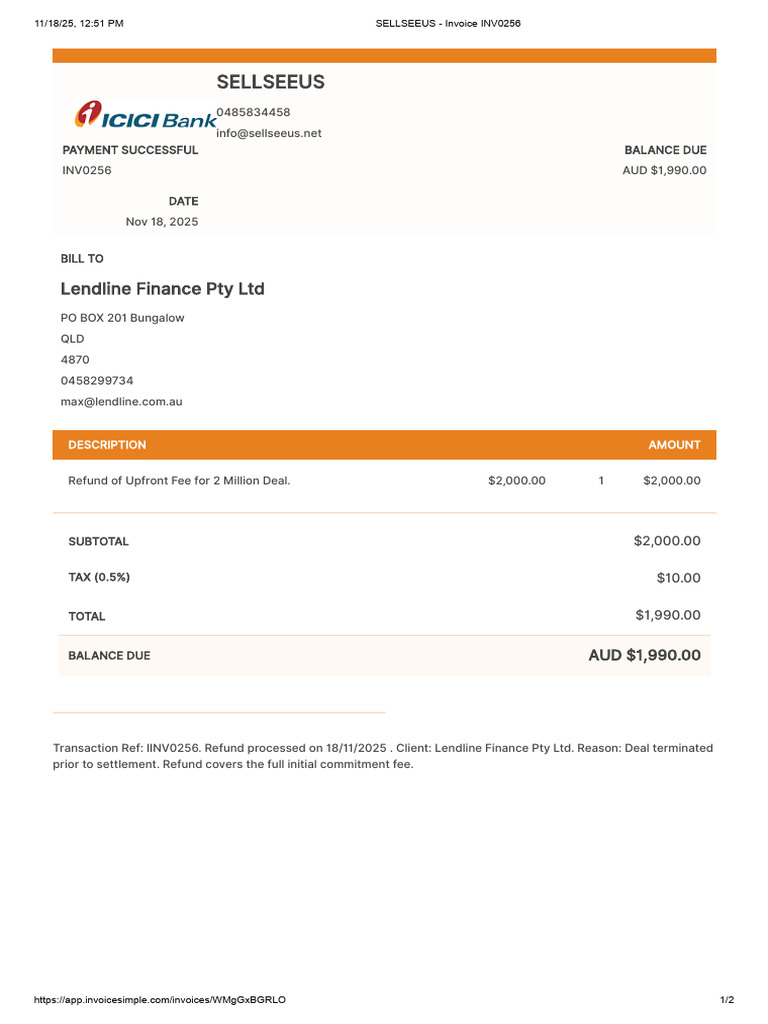 Invoice Simple - Preview Invoice INV0256 - John Doe | PDF