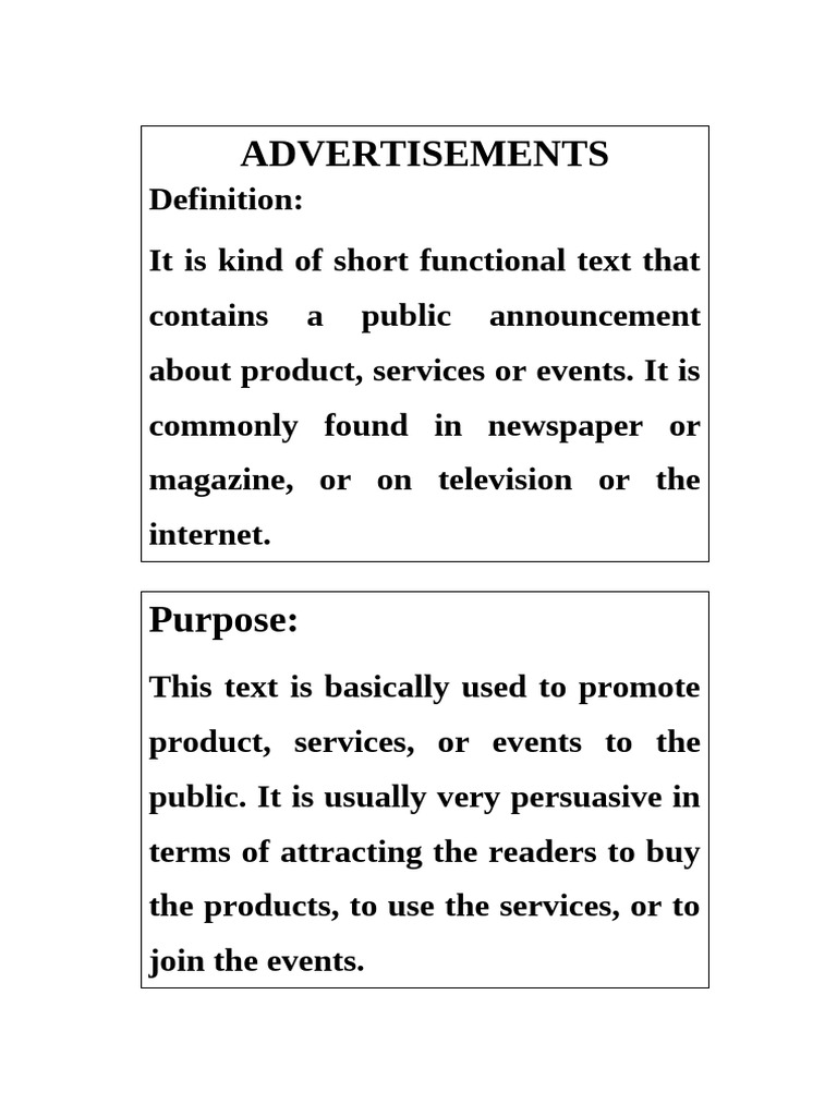 Understanding Advertisements: Structure & Language | PDF | Advertising ...