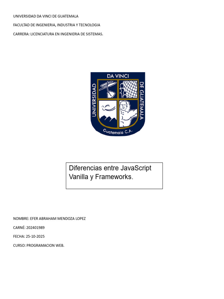Diferencias Entre JavaScript Vanilla y Frameworks | PDF | Script Java ...