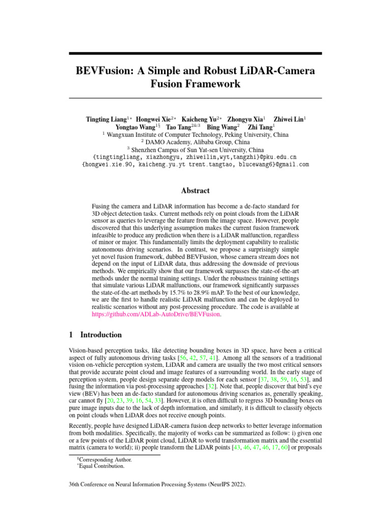 Bev Fusion | PDF | Lidar | Computer Vision