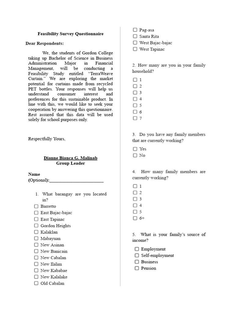 Feasibility Survey for TerraWeave Curtains | PDF | Curtain