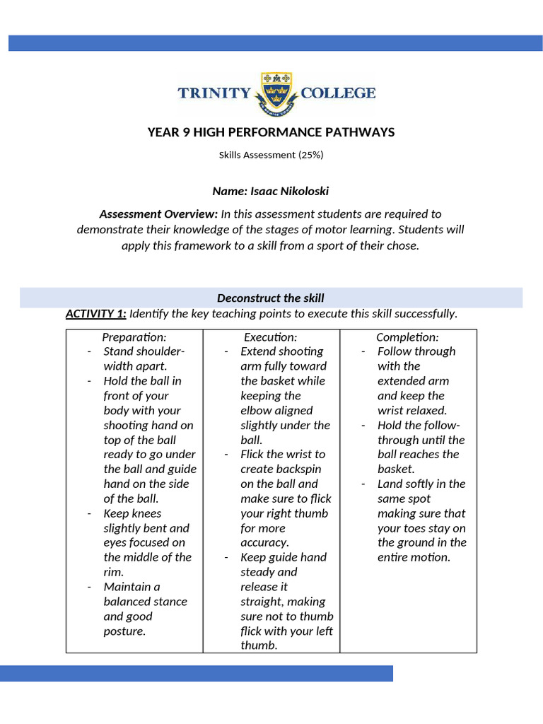Motor Learning Skill Assessment Guide | PDF