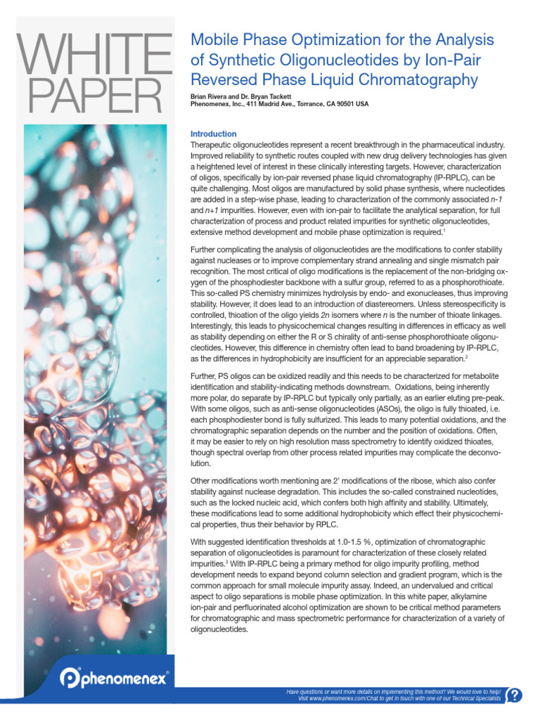 Mobile Phase Optimization For The Analysis of Synthetic ...