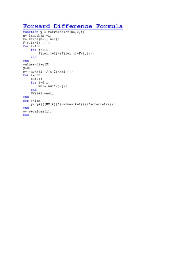 Forward Difference Method | PDF