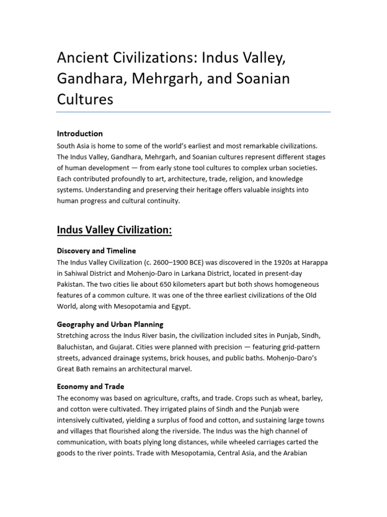 Ancient Civilizations of South Asia | PDF