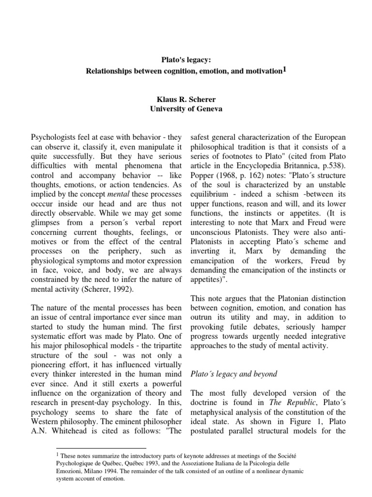 Plato's Legacy: Relationships Between Cognition, Emotion, and ...