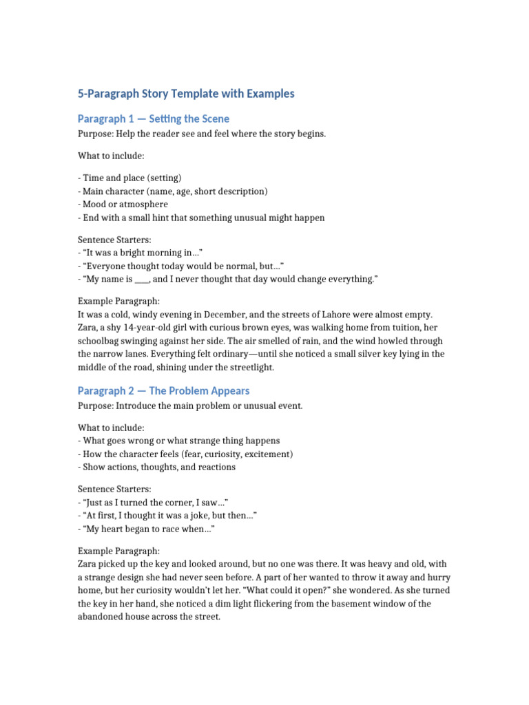 5-Paragraph Story Structure Guide | PDF
