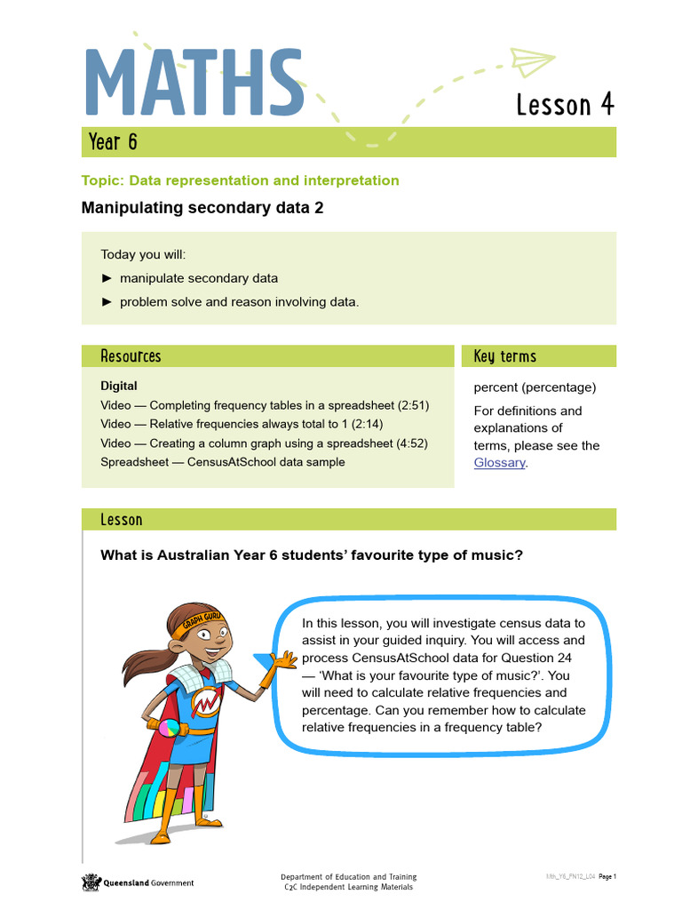 Mth_Y6_FN12_L04 | PDF | Spreadsheet | Data