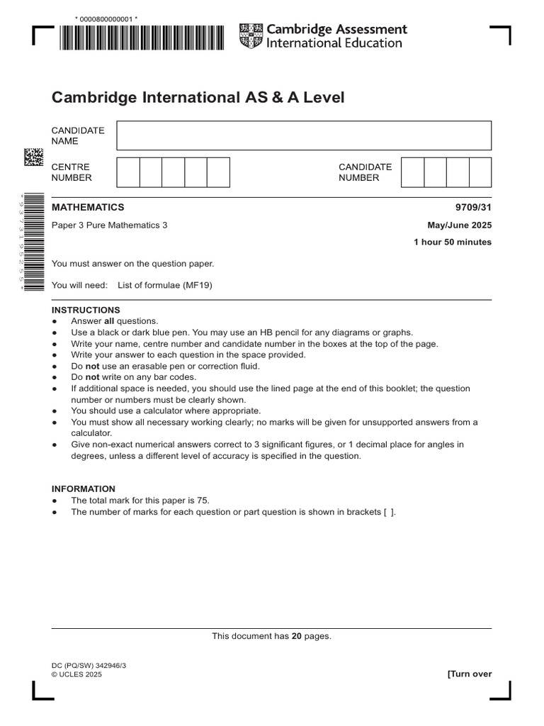 Combined papers of A level Maths Paper 3 | PDF | Mathematics | Mathematical Analysis