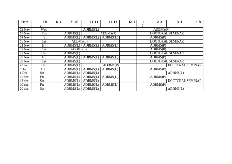 Extra Classes Time Schedule | PDF