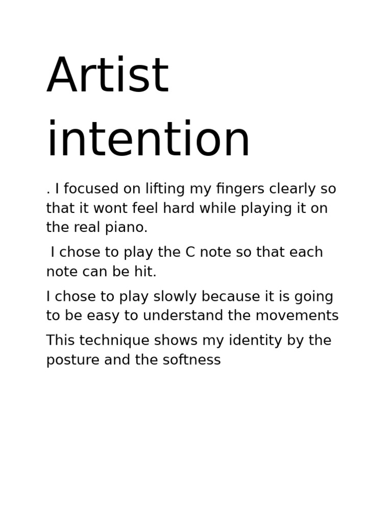 Artist Intention | PDF