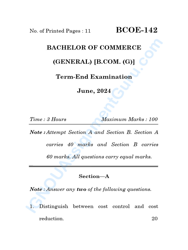 Management Accounting Exam Paper 2024 | PDF | Inventory | Business ...