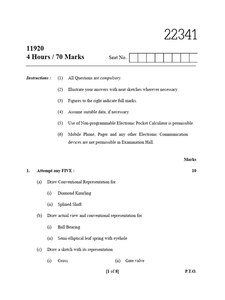 Mechanical Working Drawing Exam Guide | PDF | Elementary Geometry ...