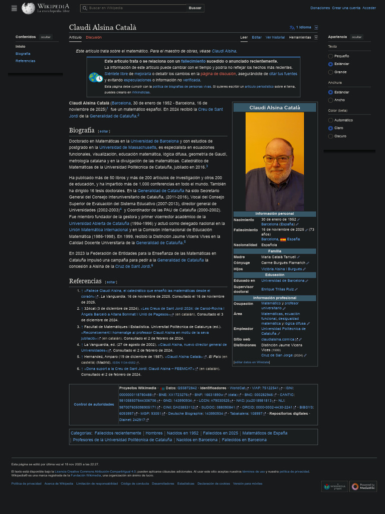 Claudi Alsina Català | PDF | Wikipedia | Cataluña