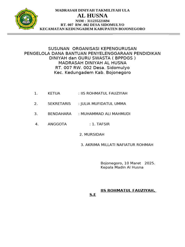 Madrasah Diniyah Takmiliyah Ula | PDF