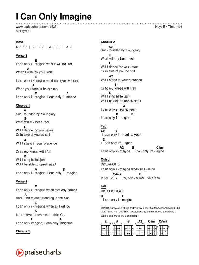 I Can Only Imagine (MercyMe) Chord Chart - E - 2 Column Layout | PDF ...