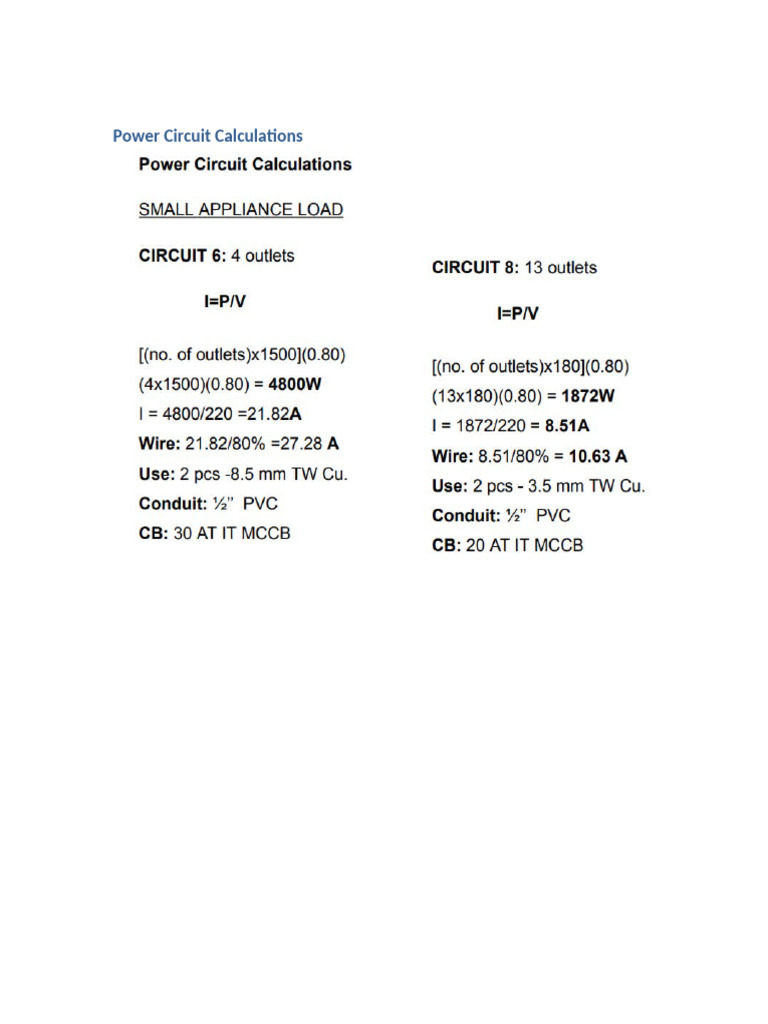 Power Circuit Calculations | PDF
