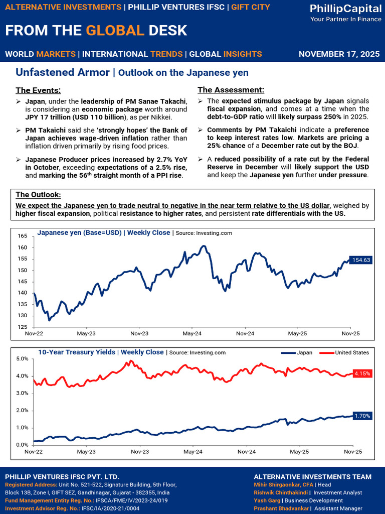 Weekly Note - 20251117 - Unfastened Armor | PDF | Japanese Yen | Risk